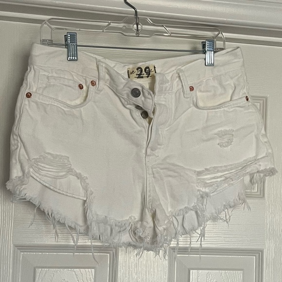 Free People | Shorts | Free People White Distressed Jean Shorts | Poshmark